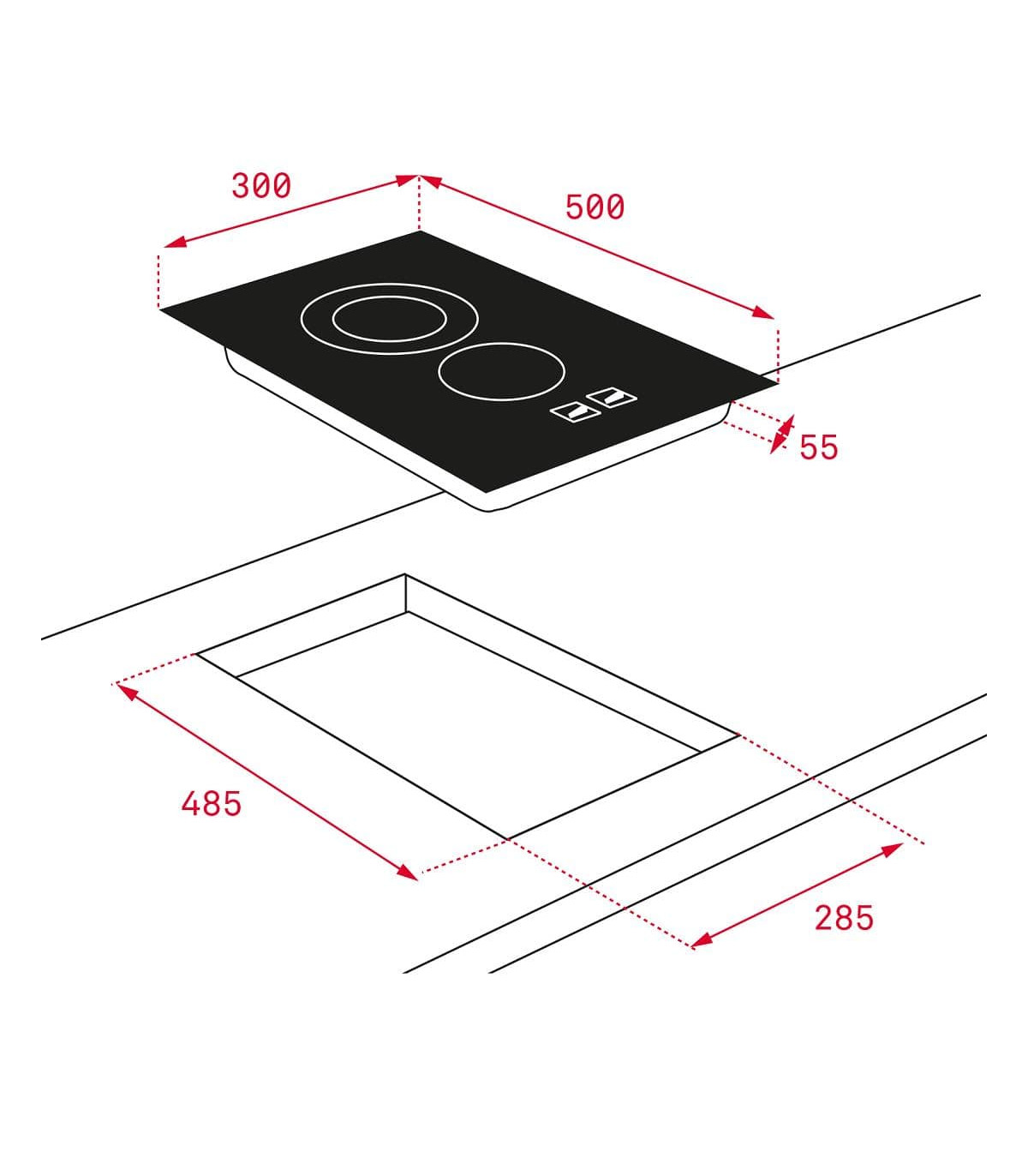 Placa induccion dos fuegos Teka medidas - PlacasDeCocina.com.es